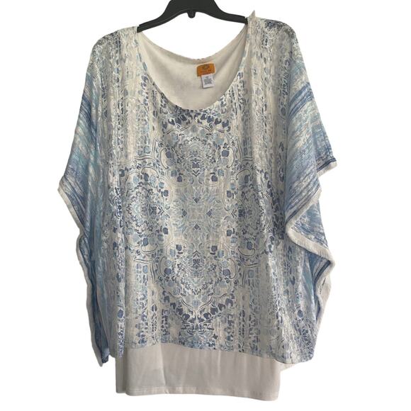 Ruby Rd. | Tops | Ruby Rd Womens Size 2x Blouse Layered Blue White Bat ...